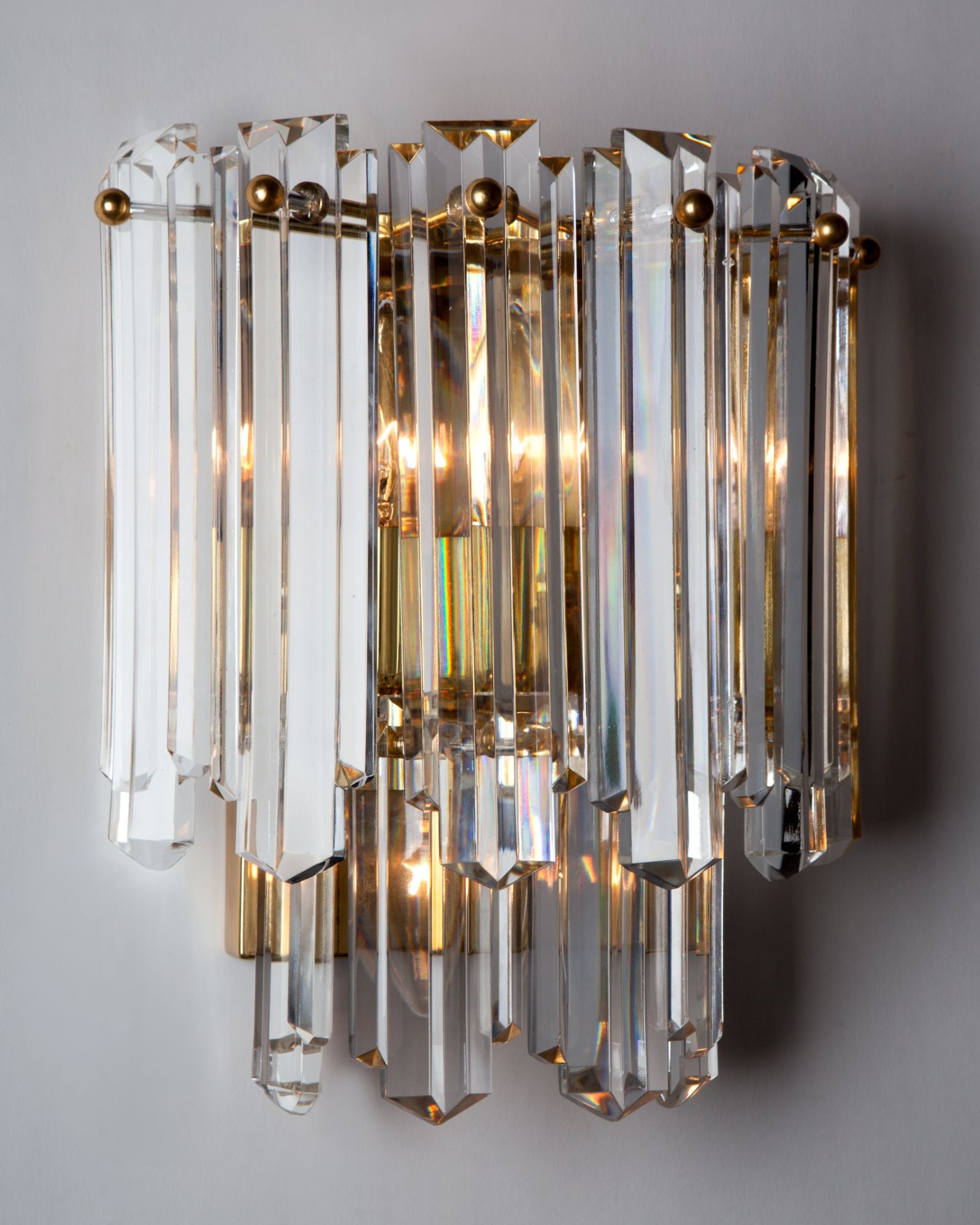 Gilded Kalmar Sconce with Faceted Glass Prisms | Vintage Collection ...