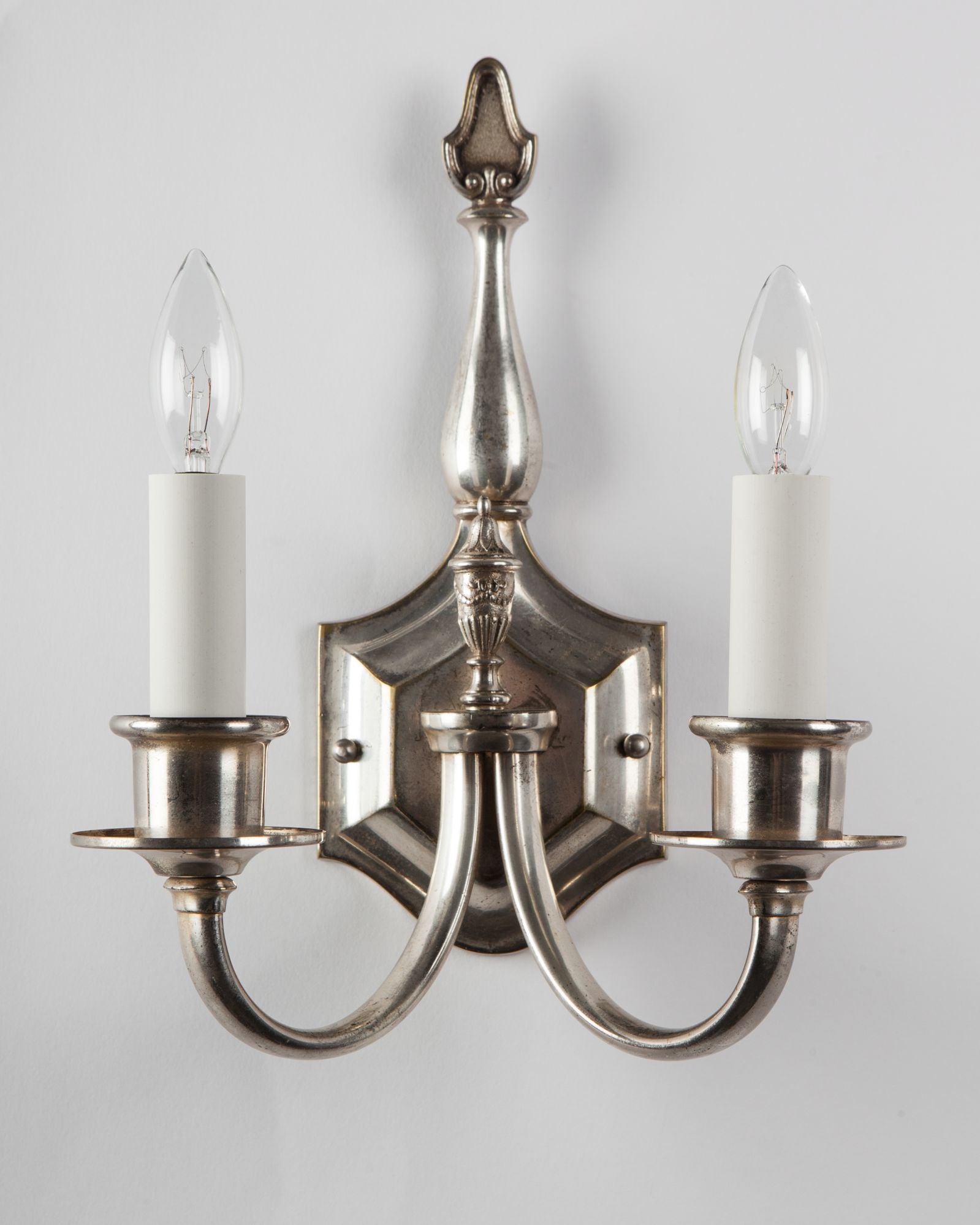 Silverplate Sconces with Hexagonal Backplates | Vintage Collection ...